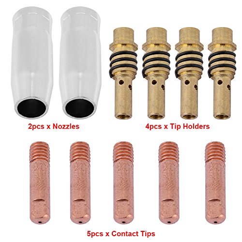 11 Pcs Contact Nozzle Tip Holder,15AK MIG Welding Torch Nozzle Contact Tips Holder Kit