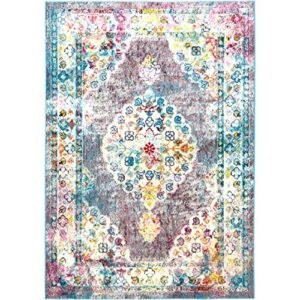 Home Dynamix Nicole Miller Patio Starlight Cedar Indoor/Outdoor Area Rug 5'2"x7'2", Modern Gray/Pink/Blue/Puple