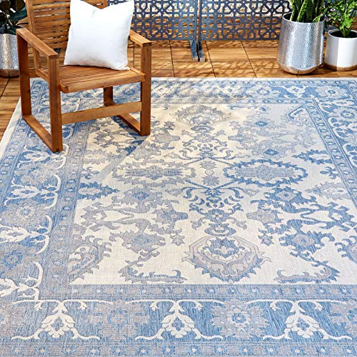 Home Dynamix Nicole Miller Patio Country Ayana Indoor/Outdoor Area Rug, 7'9"x10'2", Traditional Gray/Blue