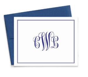 classic monogram stationary set folded note cards, personalized stationary set, personalized monogram stationery set, your choice of colors and quantity