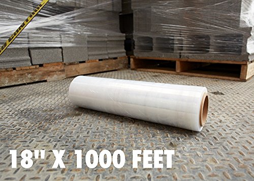 18 Inches X 1000 Feet Tough Pallet Shrink Wrap, 80 Gauge Industrial Strength Plastic Film, Commercial Grade Strength Film, Moving & Stretch Packing Wrap, for Furniture, Boxes, Pallets (8-Pack)