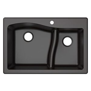 kraus quarza kitchen sink | 33-inch 60/40 bowls | black granite | kgd-442 model