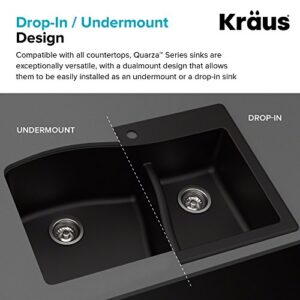 Kraus Quarza Kitchen Sink | 33-Inch 60/40 Bowls | Black Granite | KGD-442 model