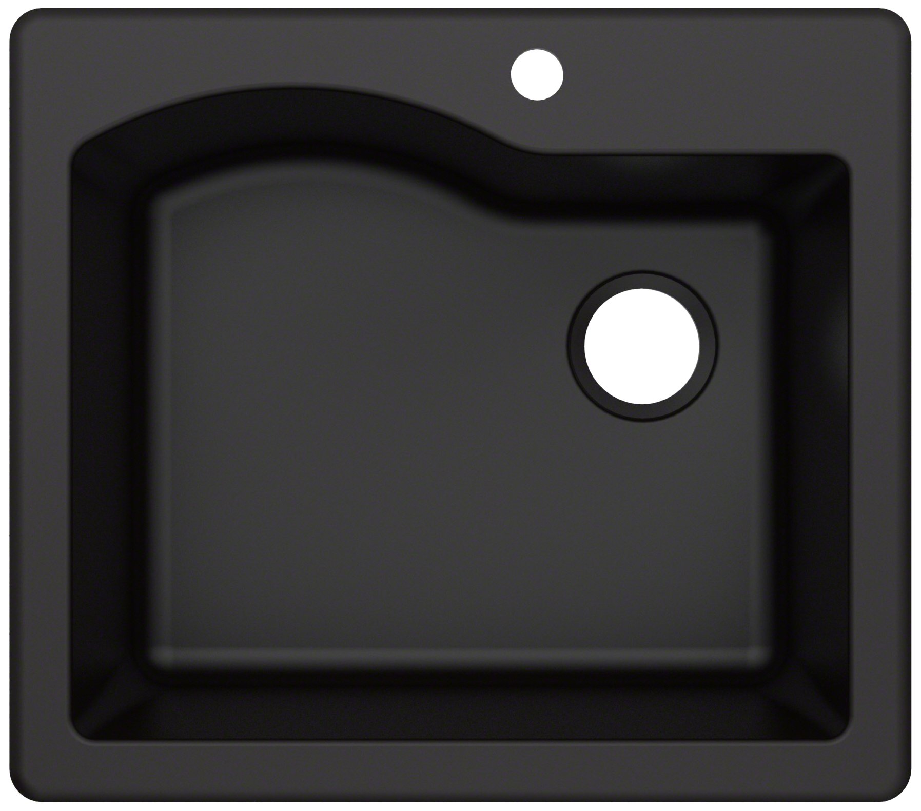 KRAUS KGD-441 Quarza 25-inch Dual Mount Single Bowl Granite Kitchen Sink in Black