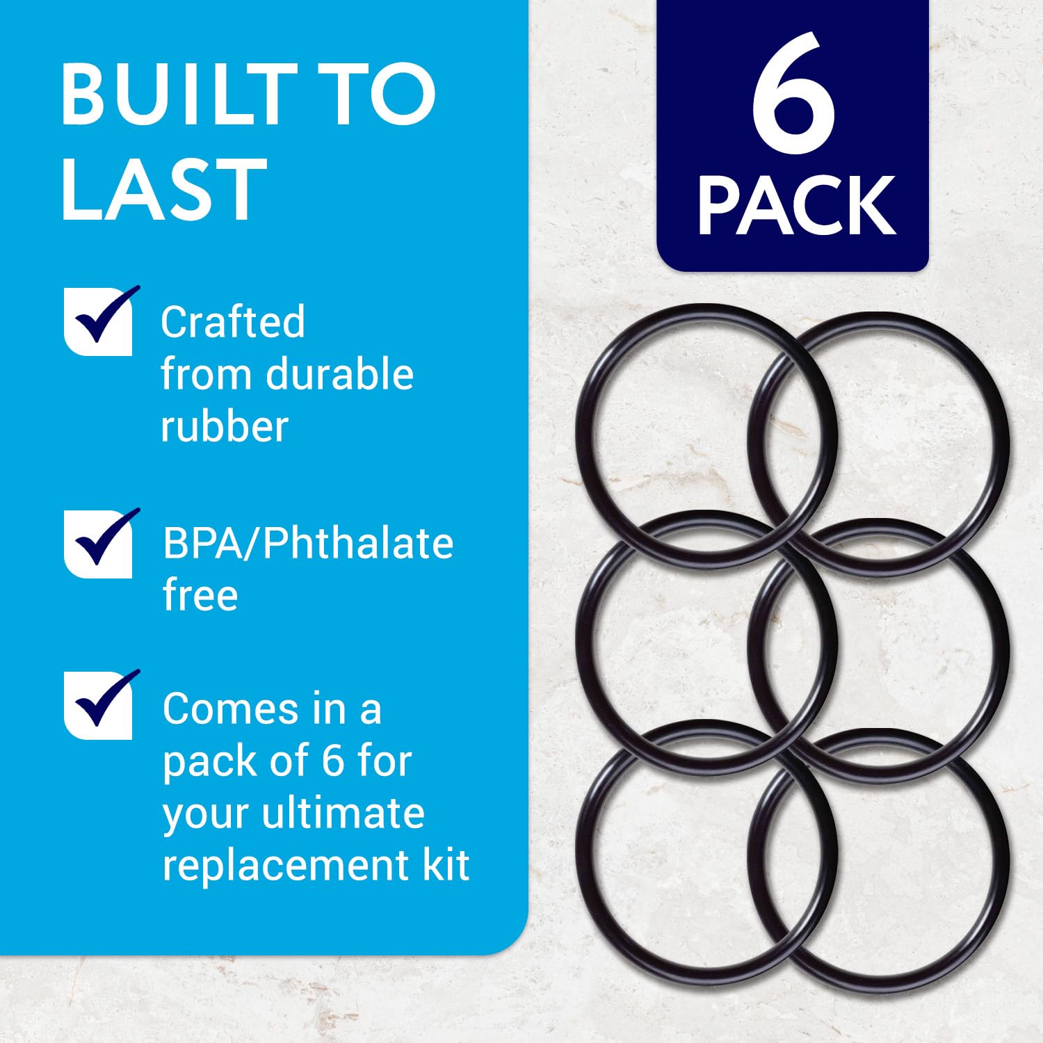 Impresa O-Rings Water Filter Replacement Gaskets - 6 Pack - Tight Seal and Stops Leaks - Quick and Easy to Install - Compatible with Whole Home Water Filtration System (2.5 in)