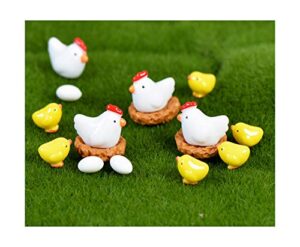 boomteck miniature garden ornaments, 16 pcs mini animal chicken ornament diy kits for fairy garden bonsai dollhouse succulent decor home decoration