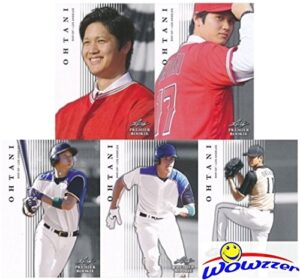 shohei ohtani 2018 leaf premier rookie exclusive five(5) card rookie set los angeles angels! special limited edition mint rookie set of japan’s babe ruth! shipped in ultra pro top loaders! wowzzer!