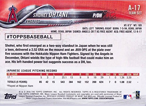 Shohei Ohtani 2018 Topps Limited Edition Mint Rookie Card A-17 Found only in the Special Factory Sealed Los Angeles Angels Team Sets