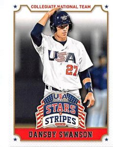 dansby swanson baseball card (atlanta braves) 2015 team usa stars stripes #28 rookie