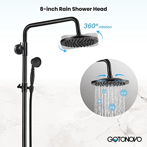 Oil Rubbed Bronze Rain Shower System Set 2 Knobs Mixing 8 Inch Rainfall Shower Head with Handheld Spray Bathroom Shower Faucet