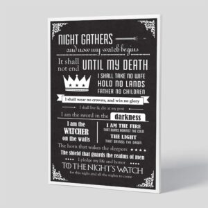 Night's Watch Oath Typography; TV Show Poster, Unframed, Home Decor, Gifts under $15