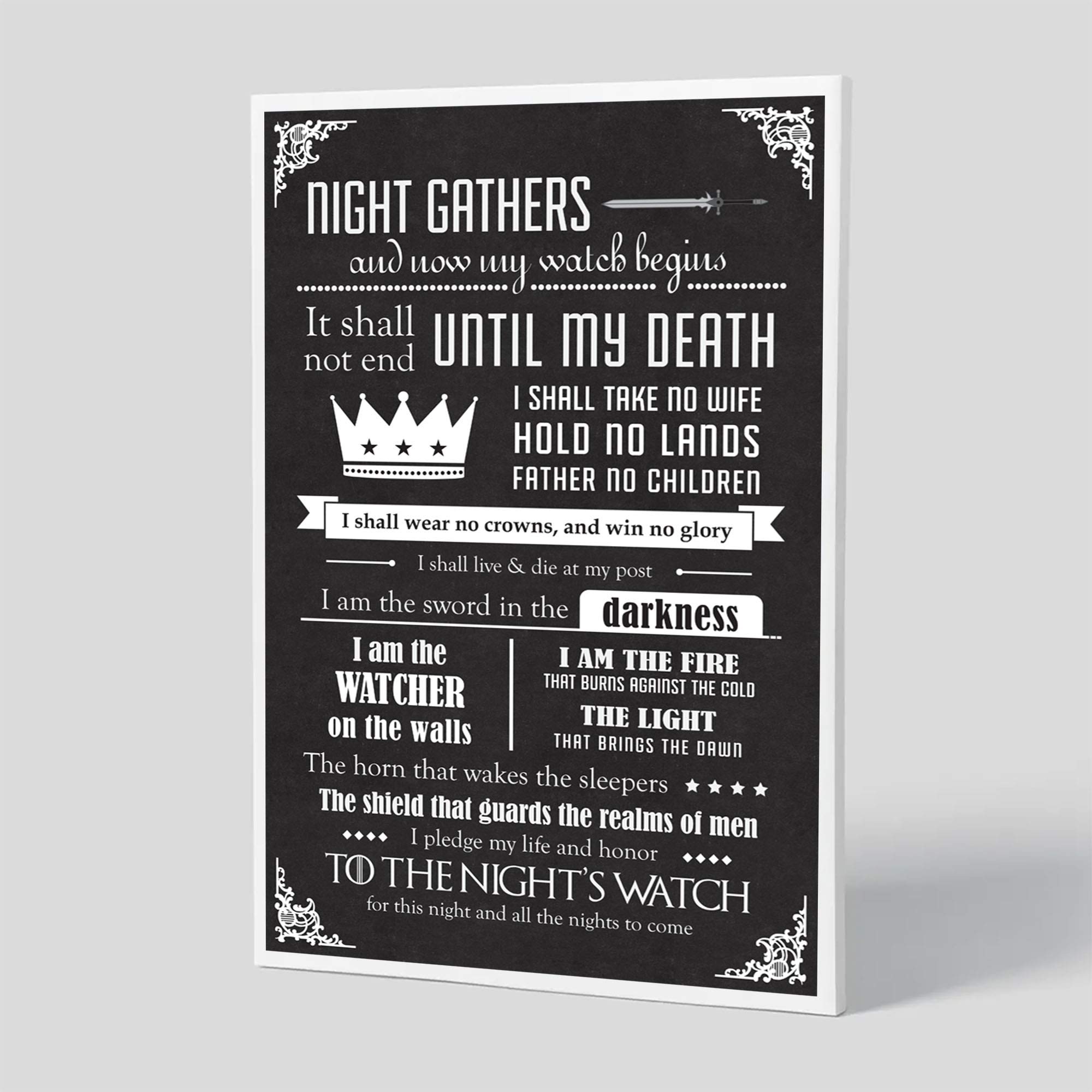 Night's Watch Oath Typography; TV Show Poster, Unframed, Home Decor, Gifts under $15