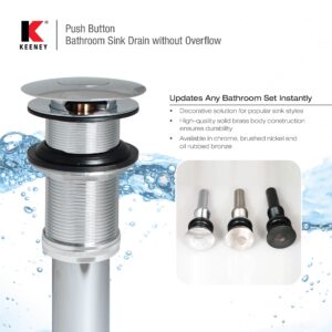 Keeney K820-76BRZ Universal Push Button Bathroom Sink Drain Without Overflow - Oil Rubbed Bronze