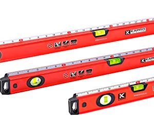 Kapro - 770 Exodus Professional Box Level - 72 Inches - With 45° Vial & Ruler - For Leveling, Measuring, Marking, and Cutting - Features 3 Vials, Precise Straightedge, and Wall-Grip