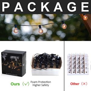 GUDDL Outdoor String Lights 25feet Patio Lights with 27 G40 Bulbs (2 Spare) Connectable Yard Hanging Lights for Party Tents Patio Gazebo Porch Deck Bistro Backyard Balcony Pergola Outside Decor