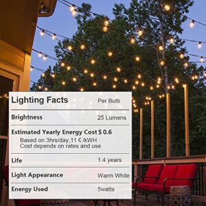 GUDDL Outdoor String Lights 25feet Patio Lights with 27 G40 Bulbs (2 Spare) Connectable Yard Hanging Lights for Party Tents Patio Gazebo Porch Deck Bistro Backyard Balcony Pergola Outside Decor