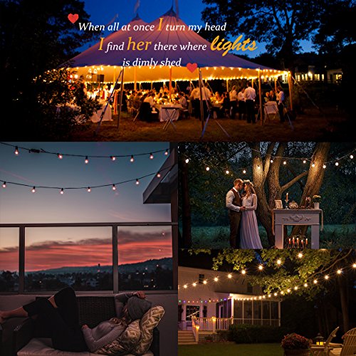 GUDDL Outdoor String Lights 25feet Patio Lights with 27 G40 Bulbs (2 Spare) Connectable Yard Hanging Lights for Party Tents Patio Gazebo Porch Deck Bistro Backyard Balcony Pergola Outside Decor