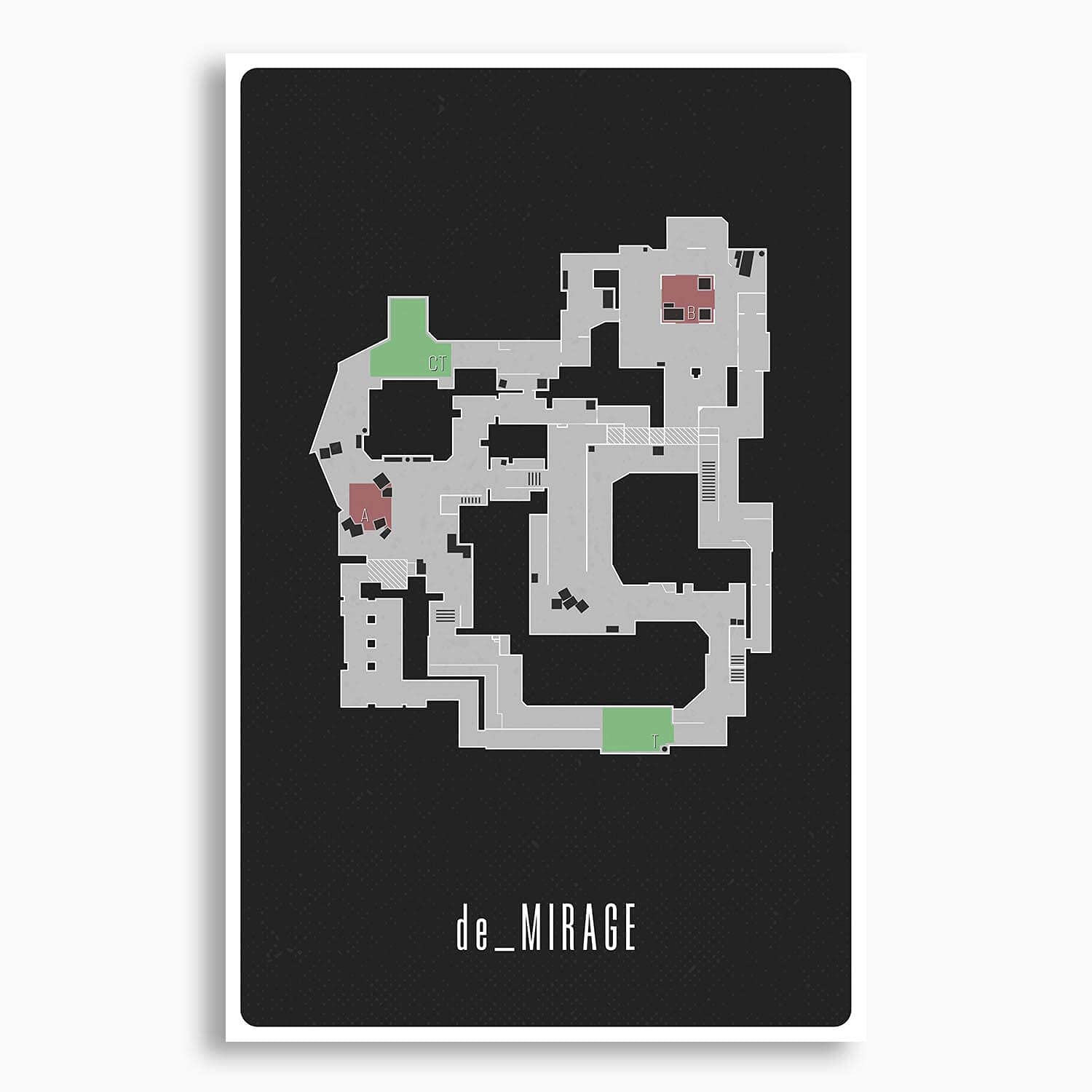 CS Mirage Map Poster; Unframed, Premium Photo Paper - Perfect Decor for Gamers (8"x10")