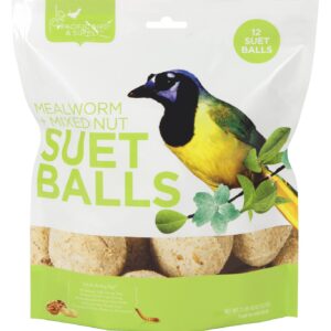 Pacific Bird & Supply Co Mealworm + Mixed Nut Suet Balls (12 Pack)