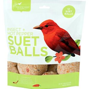 Pacific Bird & Supply Co Insect + Hot Pepper Suet Balls PB-0100 (12 Pack)