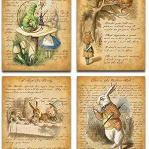 Alice in Wonderland Decoration - 8x10 Prints Unframed Wall Art Alice in Wonderland Poster - Perfect Alice in Wonderland Gifts - Perfect for an Unbirthday or Mad Hatter Tea Party