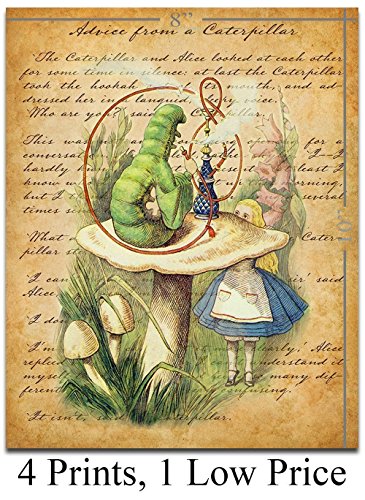 Alice in Wonderland Decoration - 8x10 Prints Unframed Wall Art Alice in Wonderland Poster - Perfect Alice in Wonderland Gifts - Perfect for an Unbirthday or Mad Hatter Tea Party