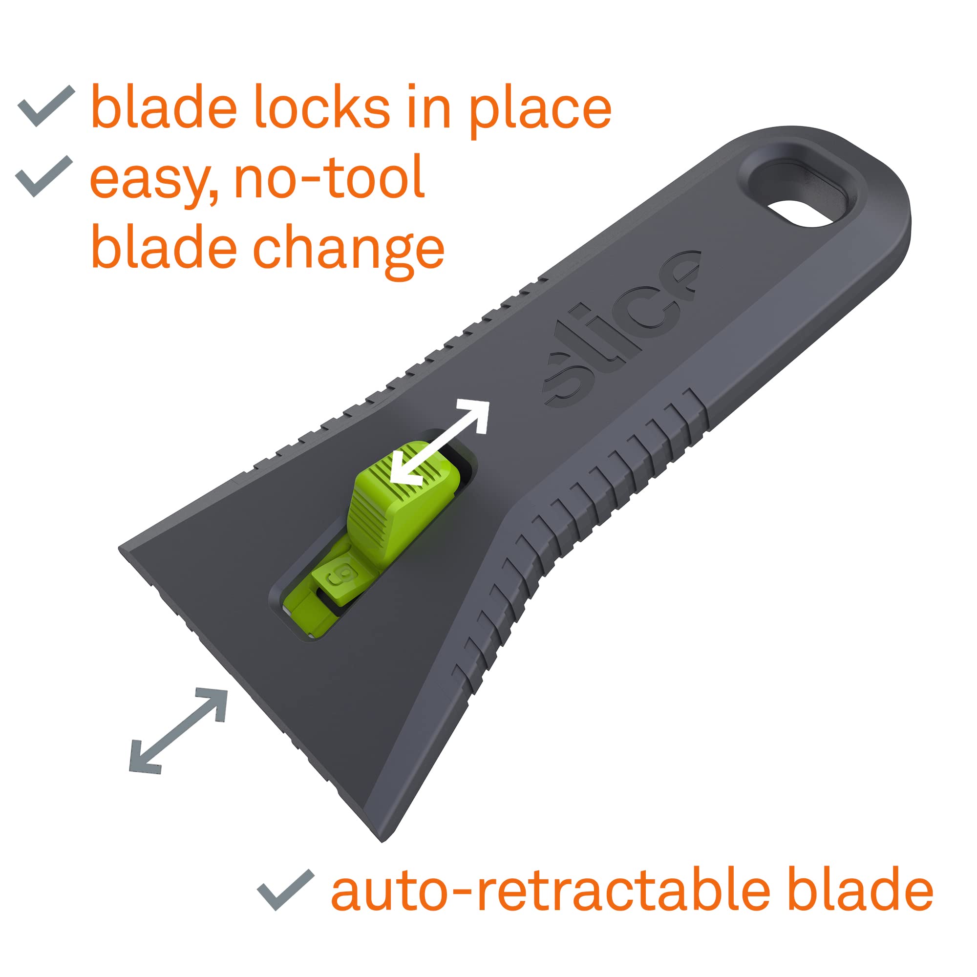 Slice 10593 Regular - Auto-retractable, Utility Scraper, Ceramic Blade Automatically Retracts, Rust Free, Finger Friendly, Soft-Touch Comfort Grips Reduce Strain, 1 Pack