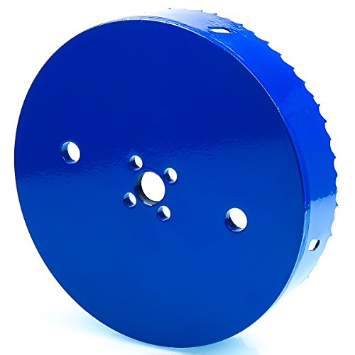 ASelected 6 inch 152 mm Hole Saw Blade for Cornhole Boards/Corn Hole Drilling Cutter & Hex Shank Drill Bit Adapter for Cornhole Game/Carbon Steel & BI-Metal Heavy Duty Steel (Blue)