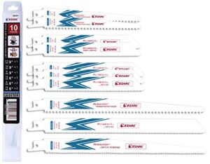 ezarc 10-piece reciprocating saw blade set, m42 bi-metal demolition sawzall blade set, metal & wood cutting saw blades