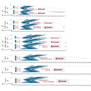 EZARC 10-Piece Reciprocating Saw Blade Set, M42 Bi-Metal Demolition Sawzall Blade Set, Metal & Wood Cutting Saw Blades