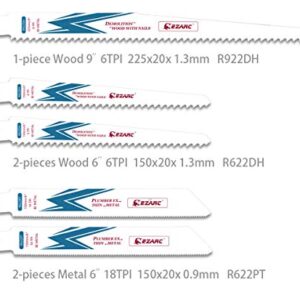 EZARC 10-Piece Reciprocating Saw Blade Set, M42 Bi-Metal Demolition Sawzall Blade Set, Metal & Wood Cutting Saw Blades