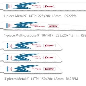 EZARC 10-Piece Reciprocating Saw Blade Set, M42 Bi-Metal Demolition Sawzall Blade Set, Metal & Wood Cutting Saw Blades