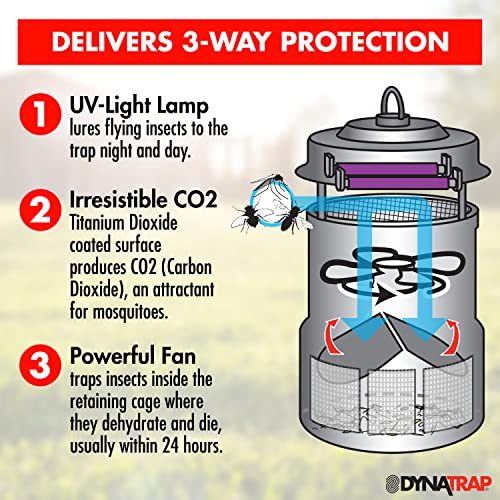 DynaTrap DT2000XLP-TUNSR Large Mosquito & Flying Insect Trap – Kills Mosquitoes, Flies, Wasps, Gnats, & Other Flying Insects – Protects up to 1 Acre