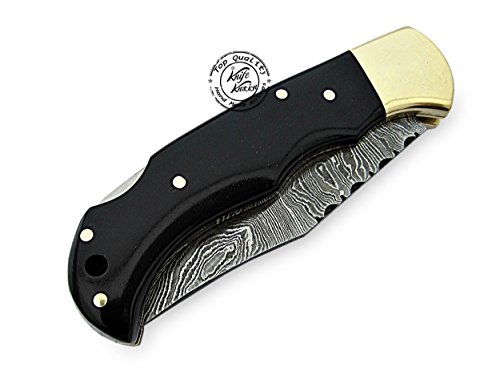 Buffalo Horn 6.5'' 100% Handmade Damascus Steel Folding Pocket Knife 100% Prime Quality