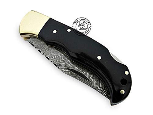 Buffalo Horn 6.5'' 100% Handmade Damascus Steel Folding Pocket Knife 100% Prime Quality