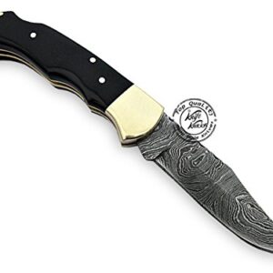 Buffalo Horn 6.5'' 100% Handmade Damascus Steel Folding Pocket Knife 100% Prime Quality