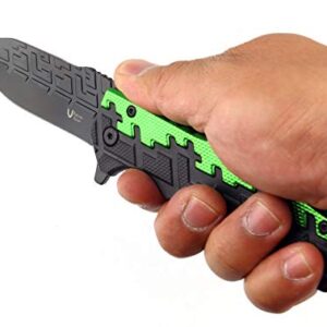 Vulcan Gear Digital Camo Assisted Open Metal Folding Knife (Green)