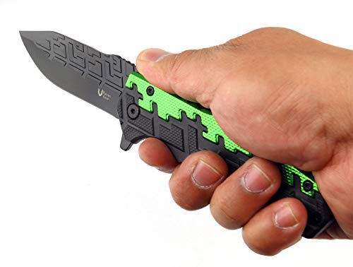 Vulcan Gear Digital Camo Assisted Open Metal Folding Knife (Green)