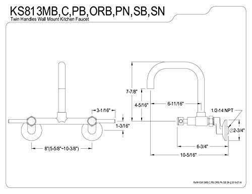 Kingston Brass KS813MB Concord Kitchen Faucet, 6-11/16" in Spout Reach, Matte Black