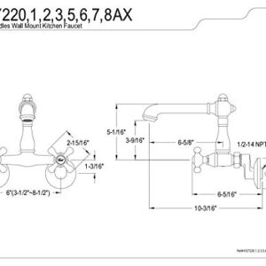 Kingston Brass KS7225AX English Country Kitchen Faucet, 6-5/8" in Spout Reach, Oil Rubbed Bronze