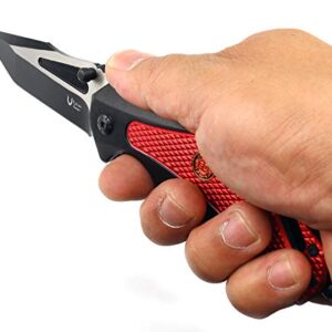 Vulcan Gear Emergency Service Tactical Assisted Open Metal Rescue Folding Knife (Red - Fire Dept.)