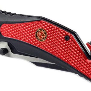 Vulcan Gear Emergency Service Tactical Assisted Open Metal Rescue Folding Knife (Red - Fire Dept.)