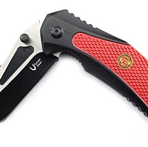 Vulcan Gear Emergency Service Tactical Assisted Open Metal Rescue Folding Knife (Red - Fire Dept.)