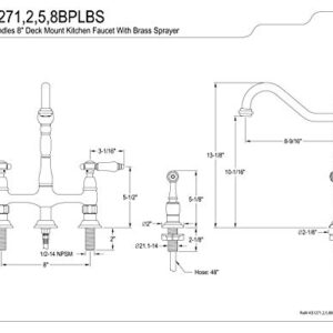 Kingston Brass KS1272BPLBS Bel-Air Bridge Kitchen Faucet, 8-3/4" in Spout Reach, Polished Brass