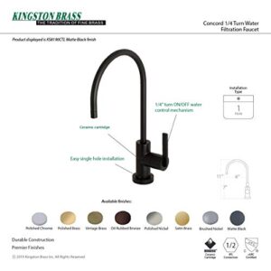 Kingston Brass KS8190CTL Continental Water Filtration Faucet, 5-7/8" in Spout Reach, Matte Black