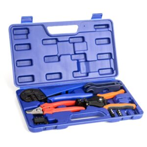 icrimp solar crimping tool kit for solar panel installation, all in one solar tool set with solar crimper, wire cutter, wire stripper and solar connector spanners