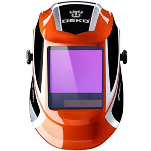 dekopro welding helmet auto darkening solar powered wide viewing field professional hood with wide lens adjustable shade range 4/9-13 for mig tig arc weld grinding welder mask