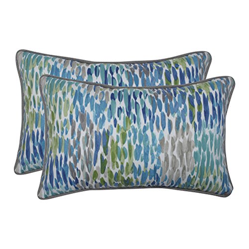 Pillow Perfect Outdoor | Indoor Make It Rain Cerulean Rectangular Throw Pillow (Set of 2), Blue