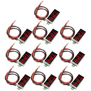 diymore 10pcs mini digital 0.28" 2 wire led panel display voltage tester voltmeter dc volt meter (red)