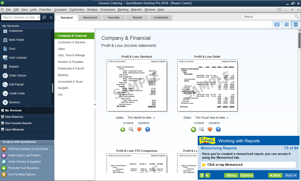 Professor Teaches QuickBooks 2018 Tutorial Set Download [Online Code]